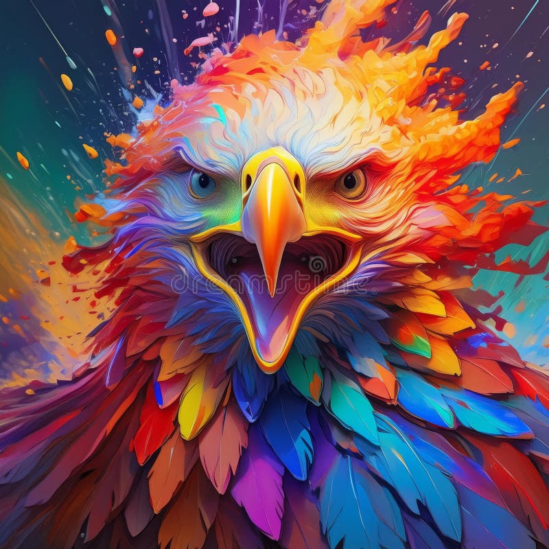 Colorful Explosion in the Shape of an Aggressive Eagle Head , Generated ...