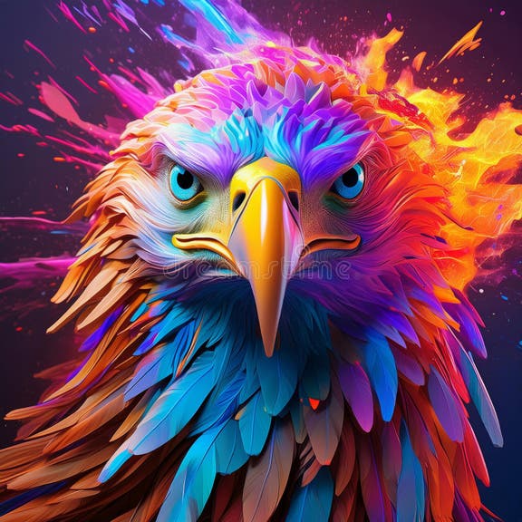 Colorful Explosion in the Shape of an Aggressive Eagle Head , Generated ...