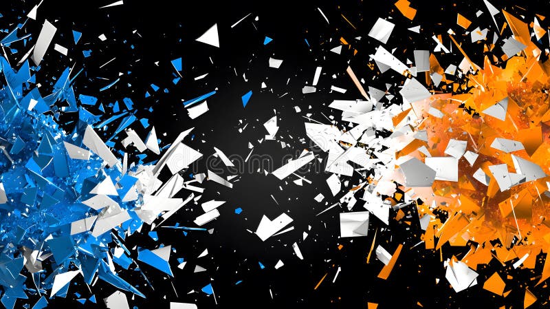 Colorful Explosion of Shards in Blue and Orange Stock Photo - Image of ...