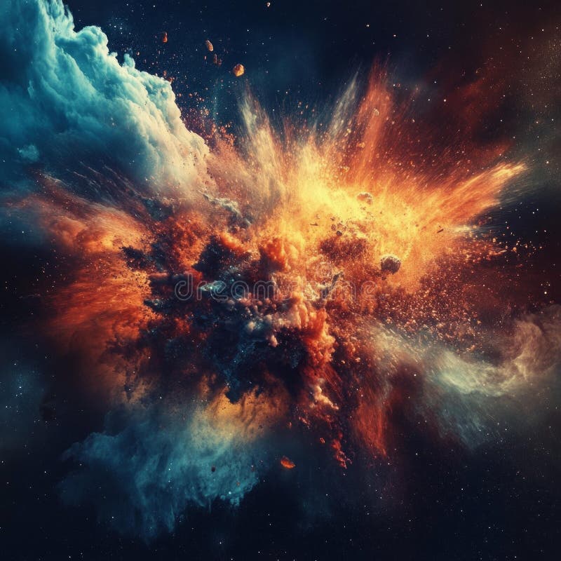 Colorful Explosion Space Fiery Clouds Cosmic Debris Stock Photos - Free ...
