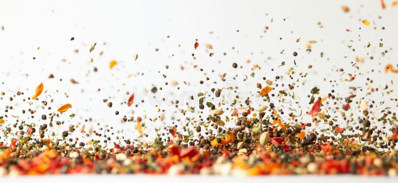 Colorful Explosion of Spices and Herbs Creating Dynamic Visual Impact ...
