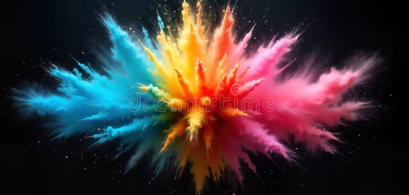 Colorful Explosion of Vibrant Chalk Dust Particles Explodes in Artistic ...