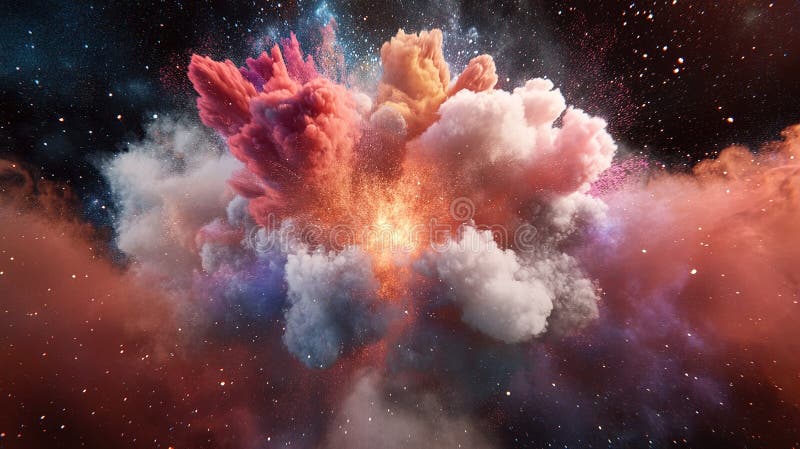 Colorful Explosion of Vibrant Clouds and Particles in a Cosmic Setting ...