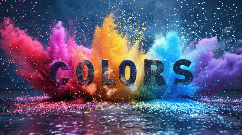 Colorful Explosion of Vibrant Colors, Text COLORS Stock Illustration ...