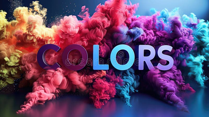 Colorful Explosion of Vibrant Colors, Text COLORS Stock Illustration ...