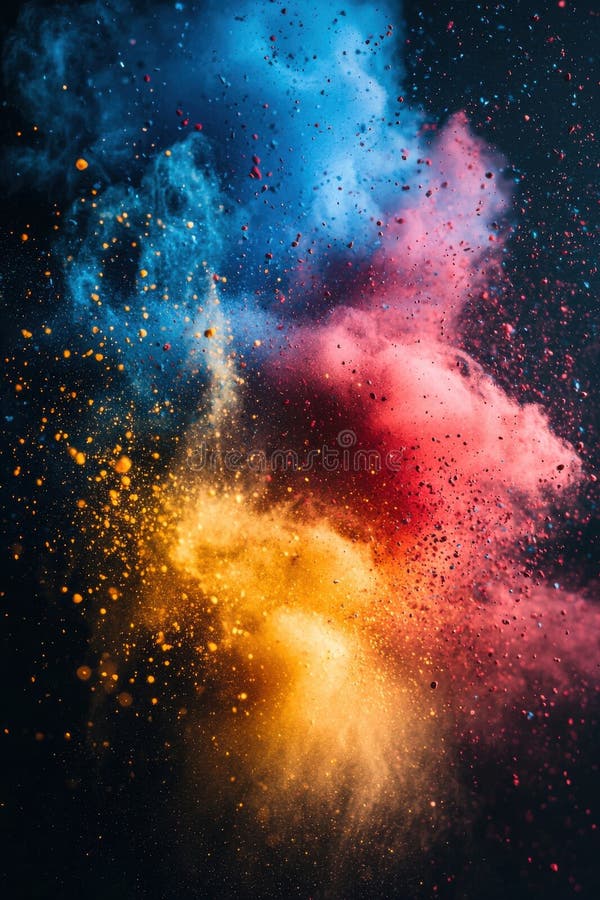 Colorful Explosion of Vibrant Powder Against a Dark Background Stock ...
