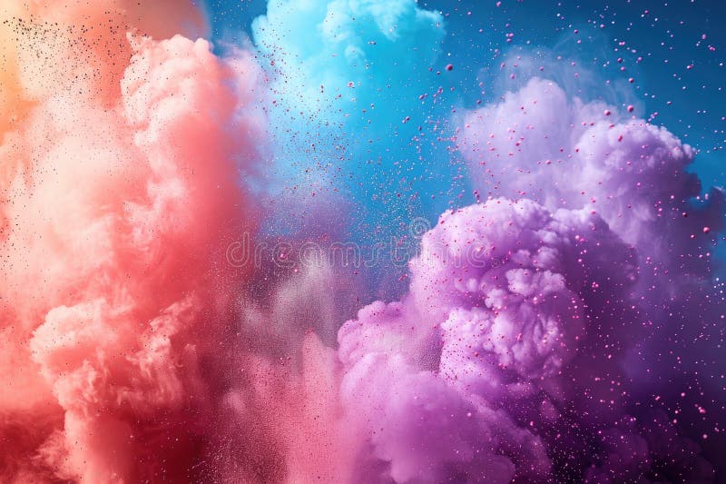 Colorful Explosion of Vibrant Powder with Multicolor Dust and Smoke ...