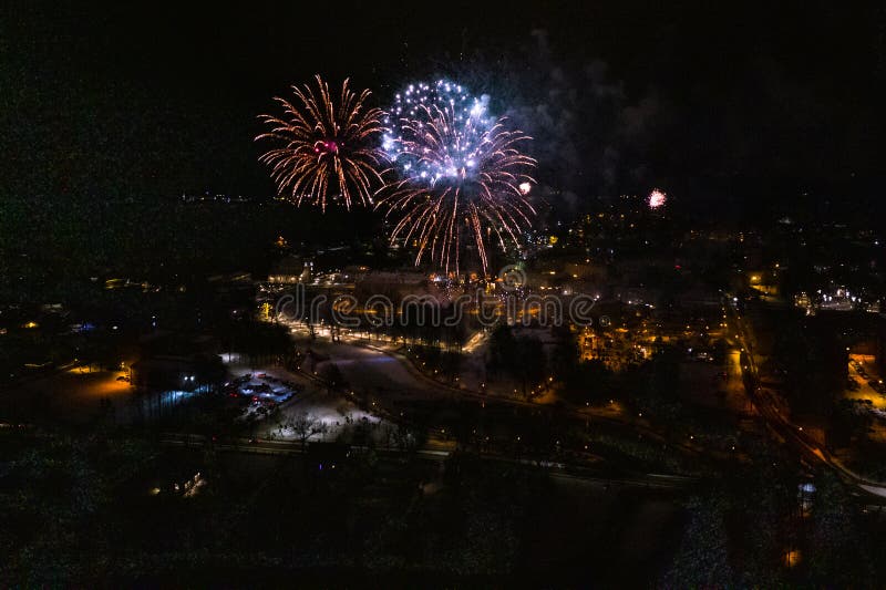 Colorful Explosions of Festive Fireworks Illuminate the Night Sky ...
