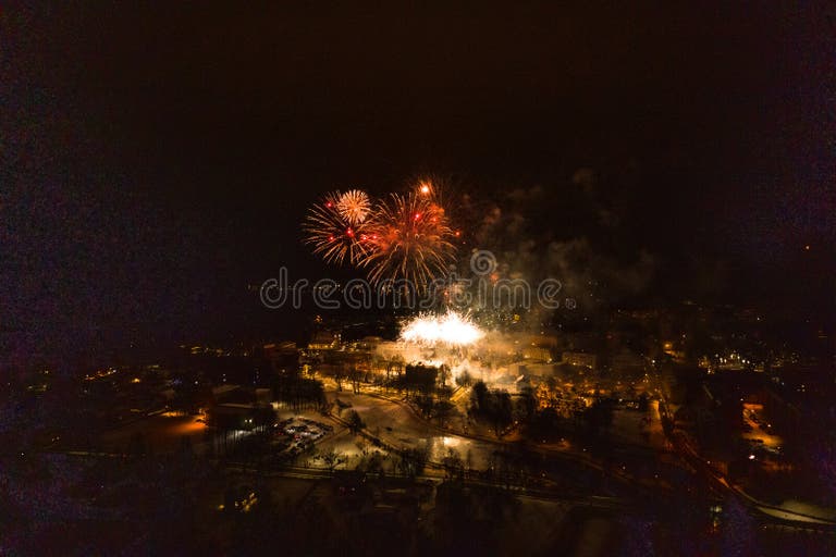 Colorful Explosions of Festive Fireworks Illuminate the Night Sky ...