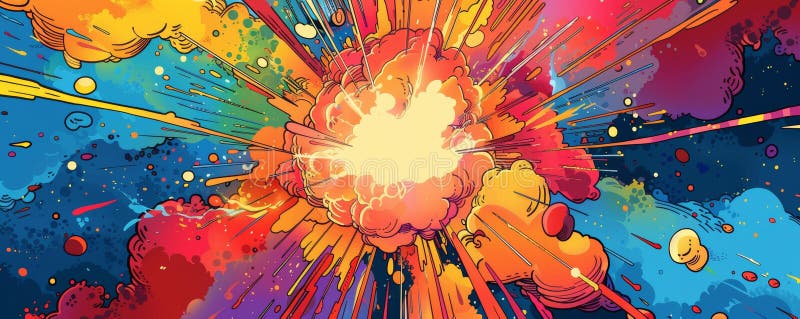 Colorful Explosive Burst in Comic Art Style, Dynamic and Vibrant Design ...