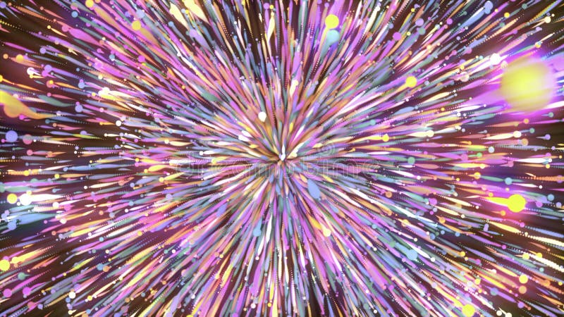 Colorful Explosive Flow with Moving Lines and Particles. Motion Stock ...