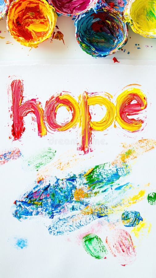 Colorful Expression of Hope with Playful Rainbow Paint Strokes Stock ...