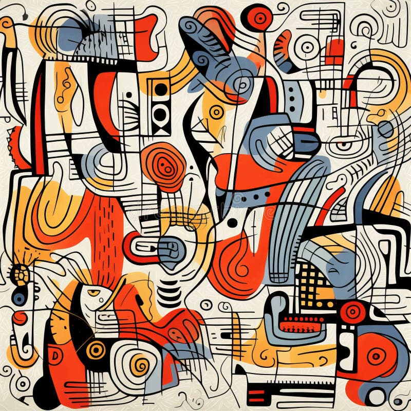 Colorful Expressionism: Abstract Pattern with Ornamental Doodles Stock ...