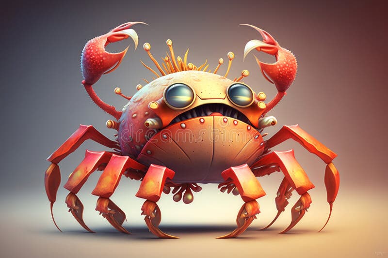 Colorful and Expressive Crab Character: Stylized 3D Rendering Stock ...