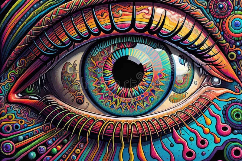 Colorful Eye with Abstract Ornament. Psychedelic Art Design Stock ...