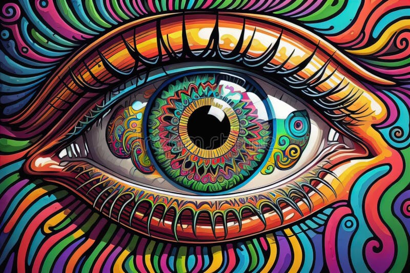 Colorful Eye with Abstract Pattern. Psychedelic Vector Illustration ...