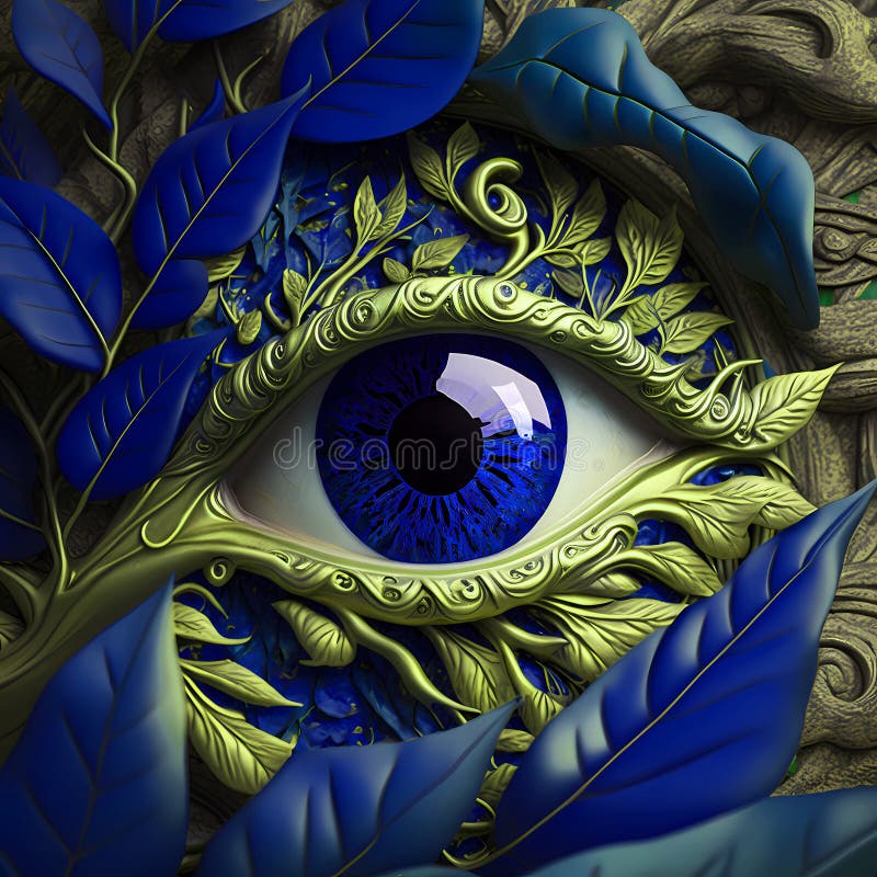 Colorful Eye in Leaves. Modern Creative Art Stock Illustration ...