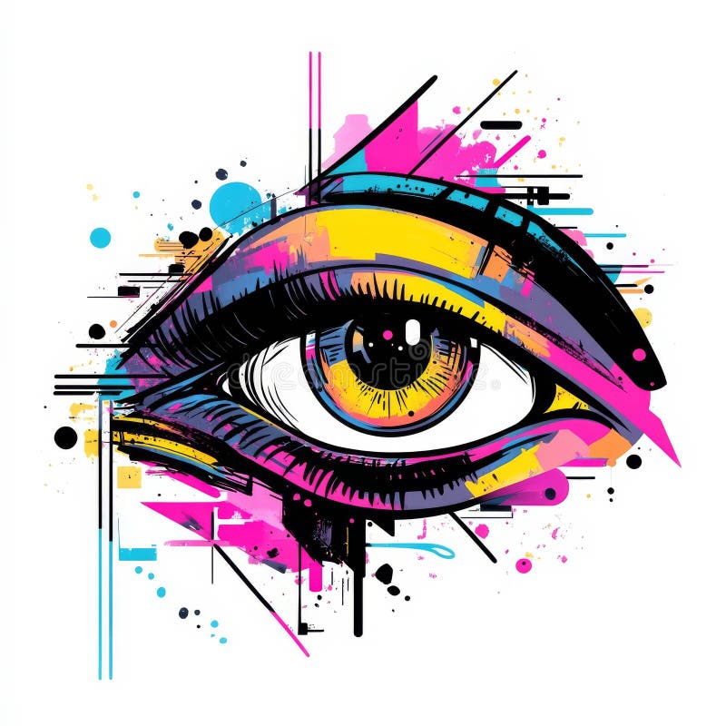 Colorful Eye Logo - Simple Vector Art with Black Lines on White ...