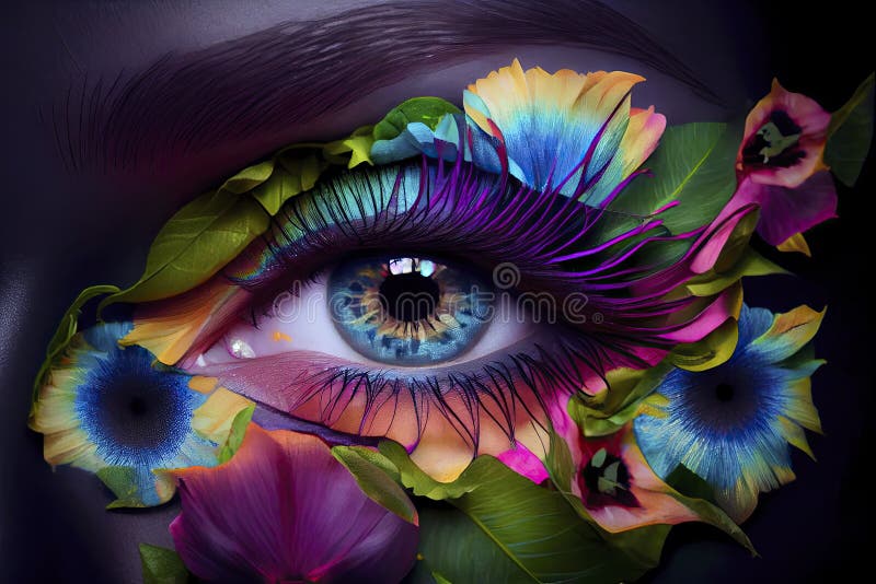 Colorful Eye Makeup, Delicate Makeup, Long and Thick Eyelashes Made of ...
