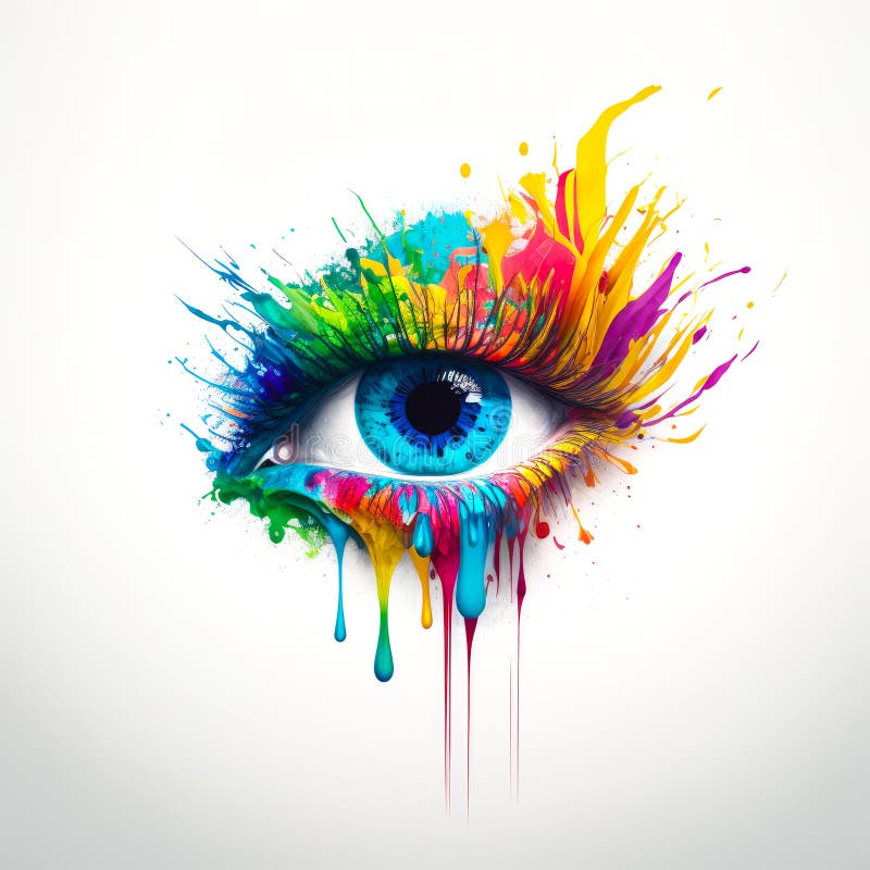 Colorful Eye with Paint Splashes on it. Generative AI Stock ...
