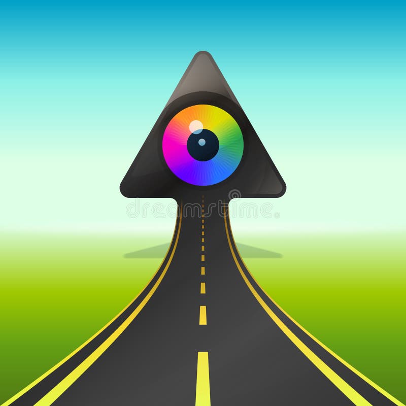 Colorful Eye on Rising Arrow Stock Vector - Illustration of moving ...