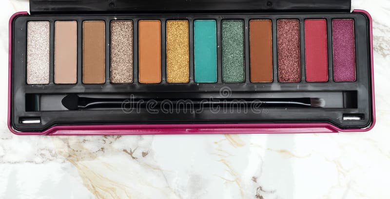 Colorful Eye Shadow Box on Marble Background Stock Photo - Image of ...