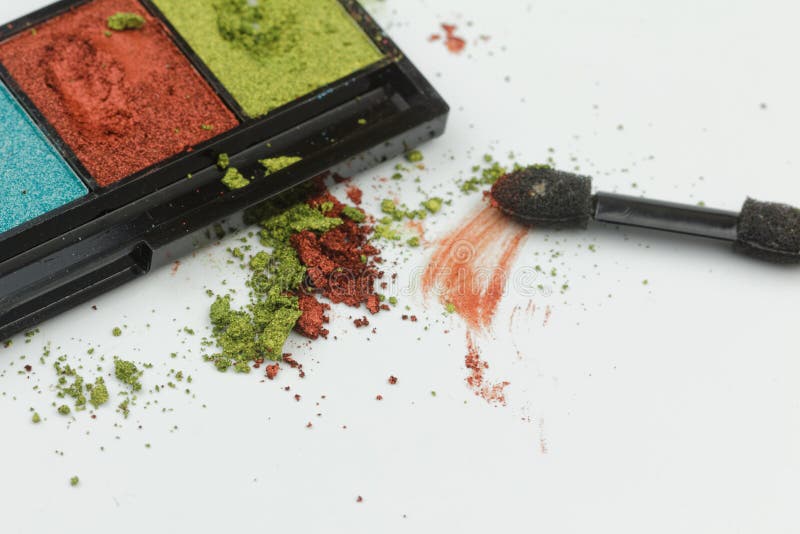 Colorful Eye Shadow with Dust,smudge and Smear on Isolated White Stock ...
