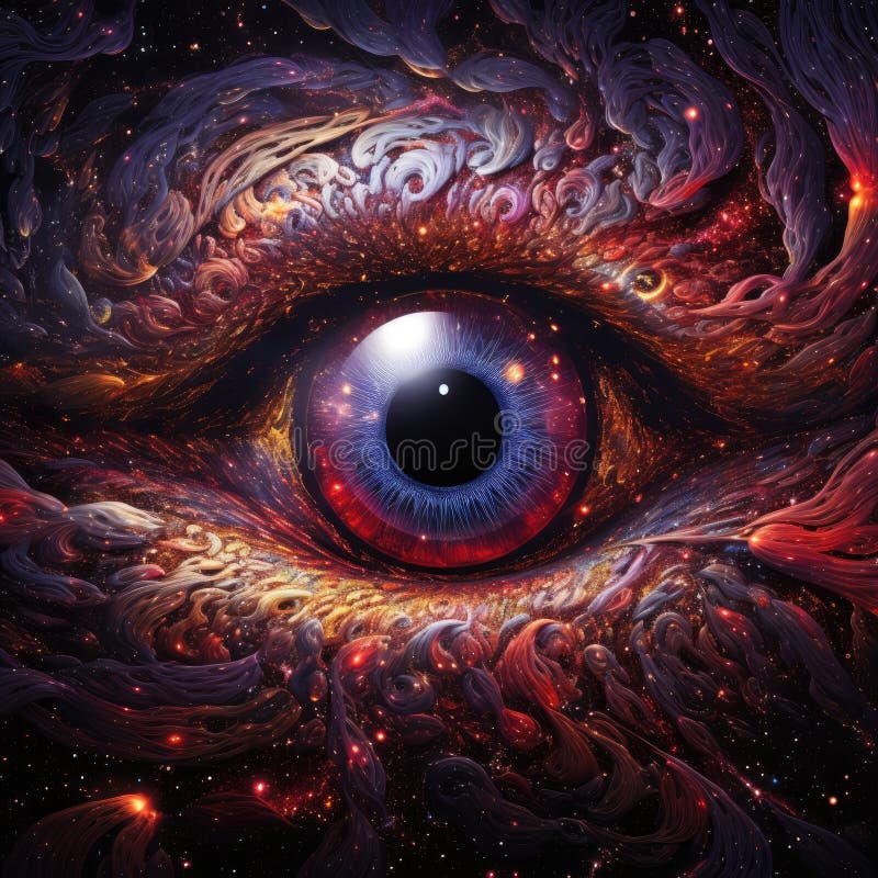 A Colorful Eye with Stars and Nebula Stock Illustration - Illustration ...