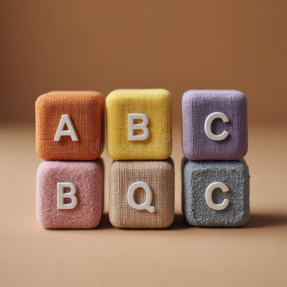 Colorful Fabric Alphabet Blocks on Neutral Background Stock ...