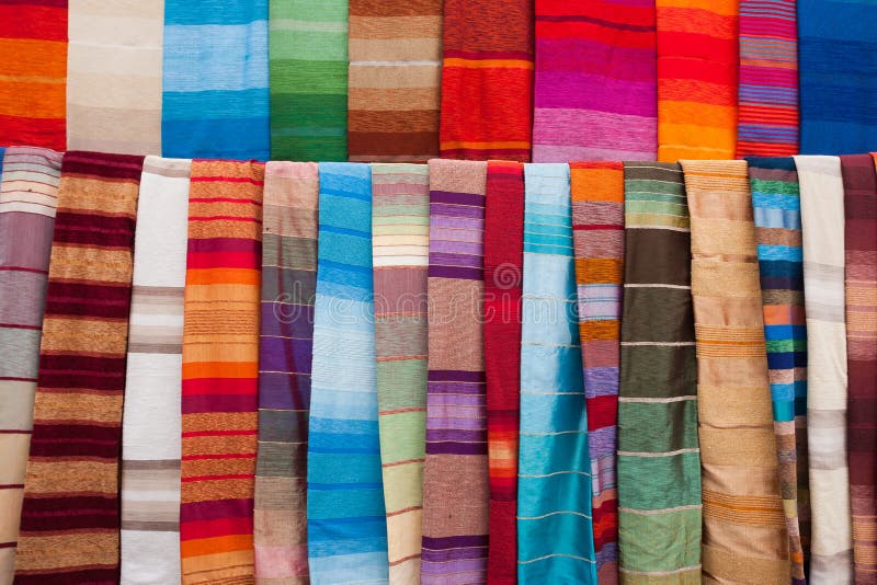 Colorful Fabric in the Bazaar Stock Photo - Image of district ...