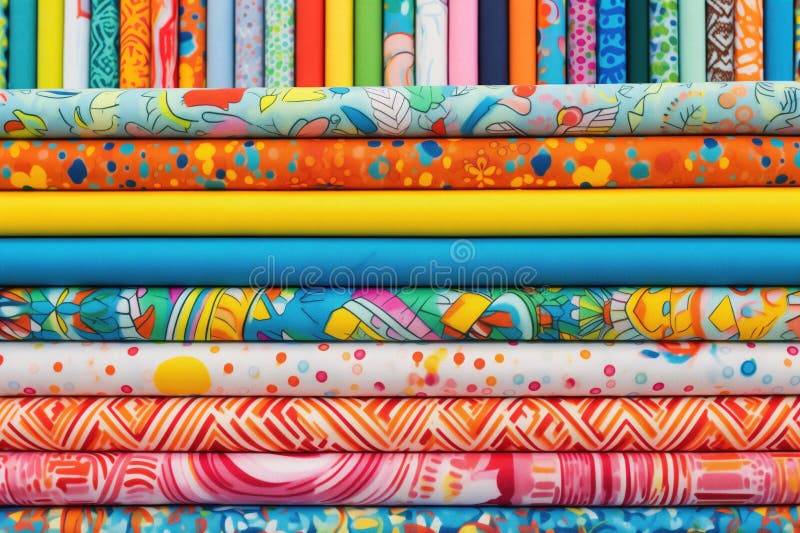 Colorful Fabric Bolts Stacked for Quilting Stock Photo - Image of ...