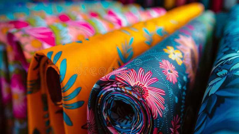 A Colorful Fabric is on Display in a Store Stock Image - Image of ...