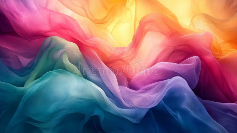 Colorful Fabric Draped in Soft Waves Stock Illustration - Illustration ...