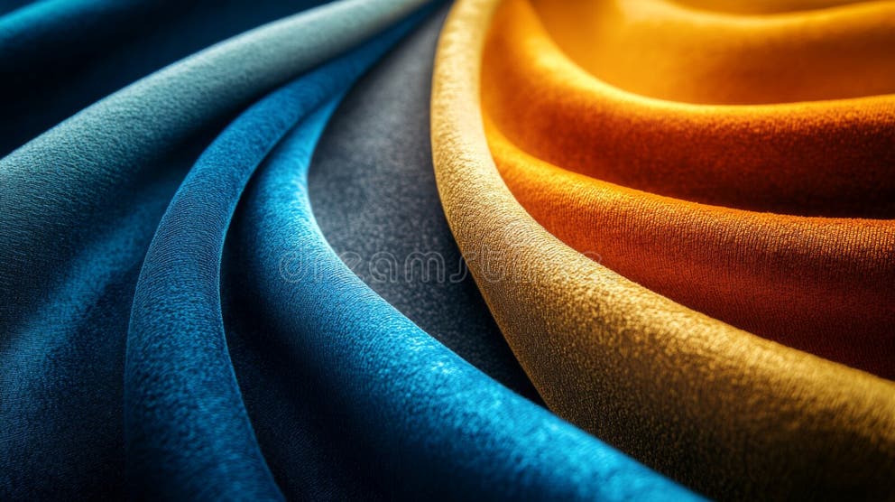Colorful Fabric Draped in Soft Waves Showing Texture Stock Illustration ...