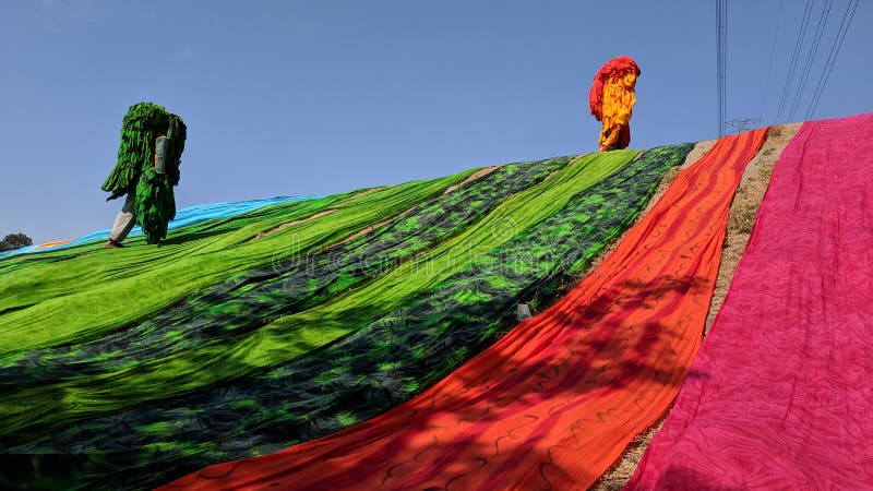 Colorful Fabric Drying after Traditional Dye Process Stock Image ...