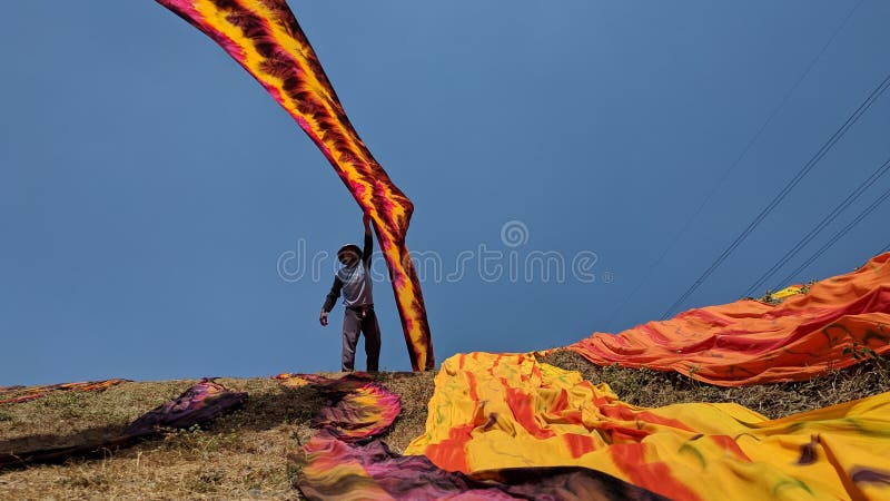 Colorful Fabric Drying After Traditional Dye Process Editorial Stock ...