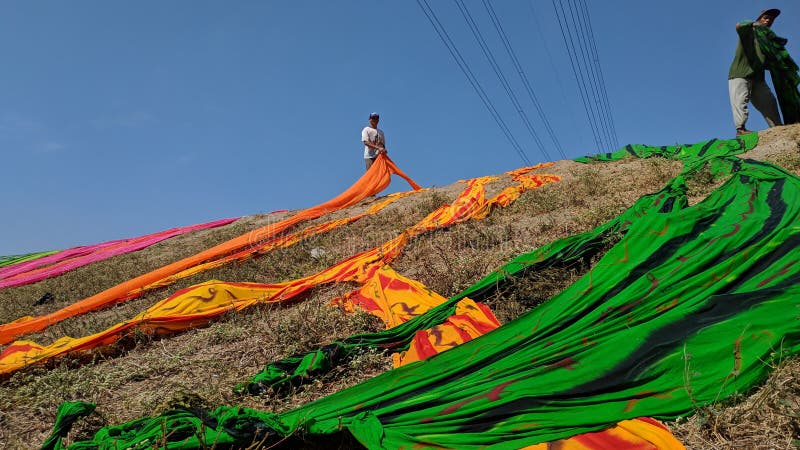 Colorful Fabric Drying after Traditional Dye Process Editorial Stock ...