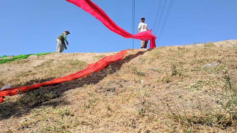 Colorful Fabric Drying after Traditional Dye Process Editorial Stock ...