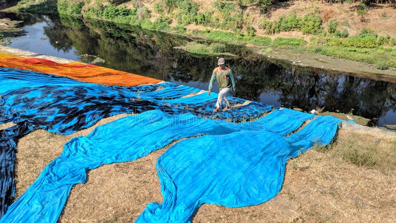 Colorful Fabric Drying after Traditional Dye Process Editorial Photo ...