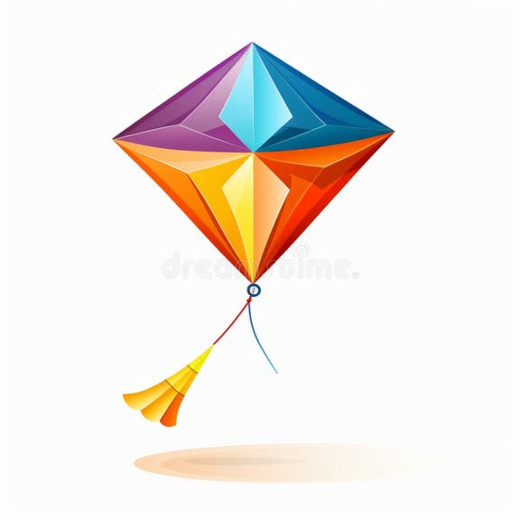 Colorful Cubist Faceted Kite on White Background Stock Illustration ...