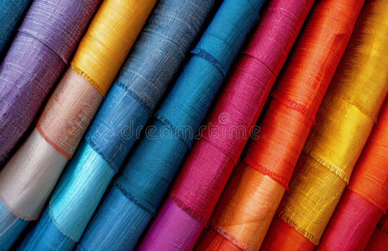 Colorful Fabric Layered in a Rainbow Pattern Stock Image - Image of ...