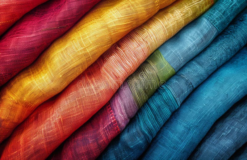 Colorful Fabric Layered in a Rainbow Pattern Stock Image - Image of ...