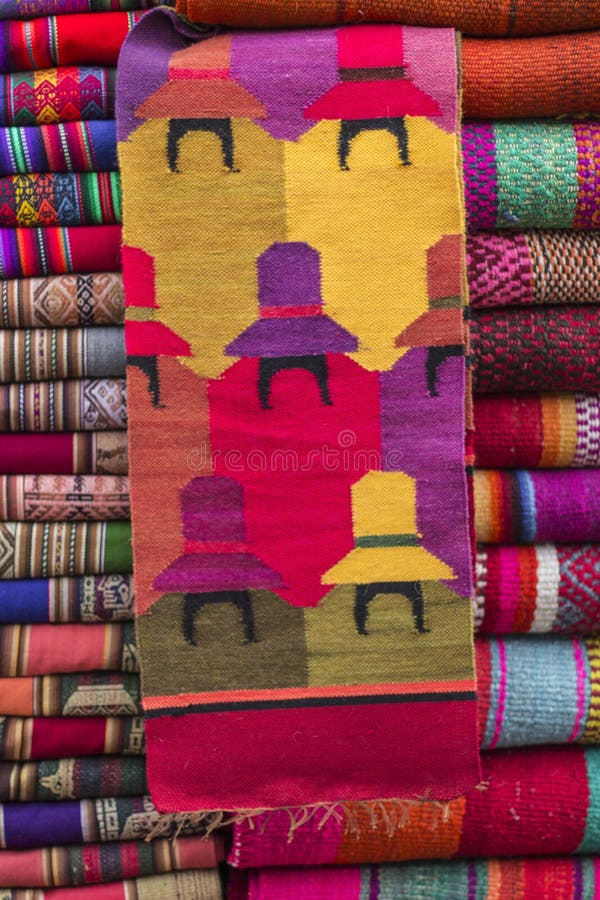 Colorful Fabric at Market in Peru, South America Stock Photo - Image of ...