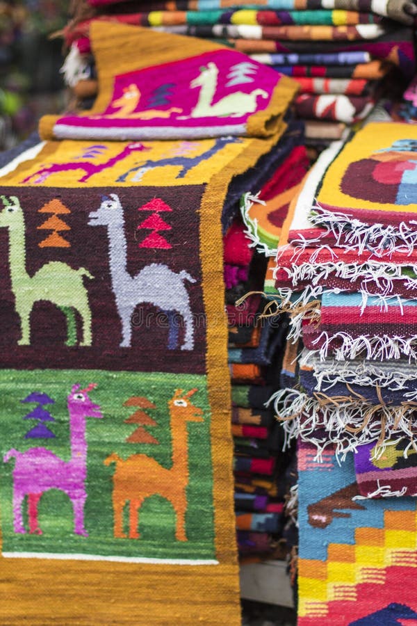 Colorful Fabric at Market in Peru, South America Stock Photo - Image of ...