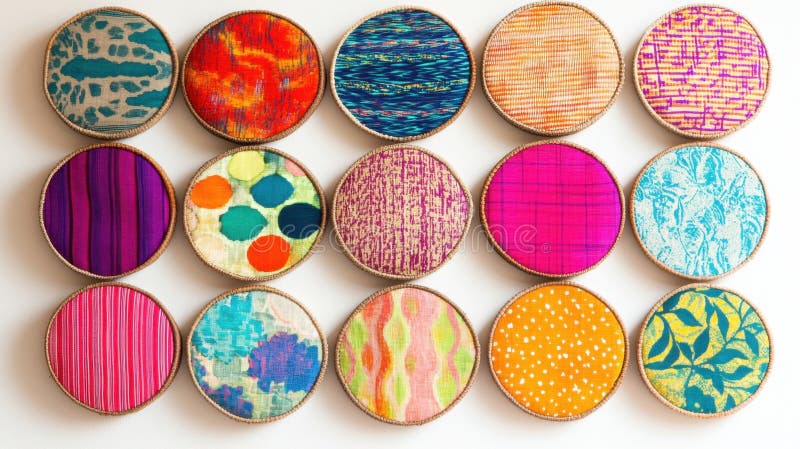 Colorful Fabric Patterns in Circles Stock Image - Image of layered ...