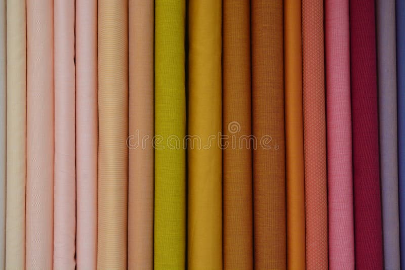 Colorful Fabric Rolls on Textile Market Fabric Background Stock Photo ...