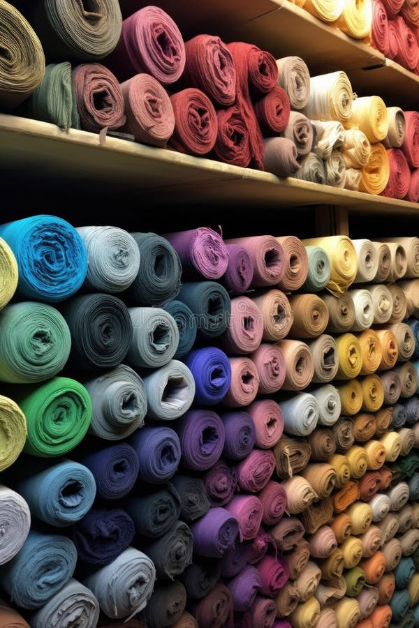 Colorful Fabric Rolls in a Textile Store Stock Image - Image of fabric ...