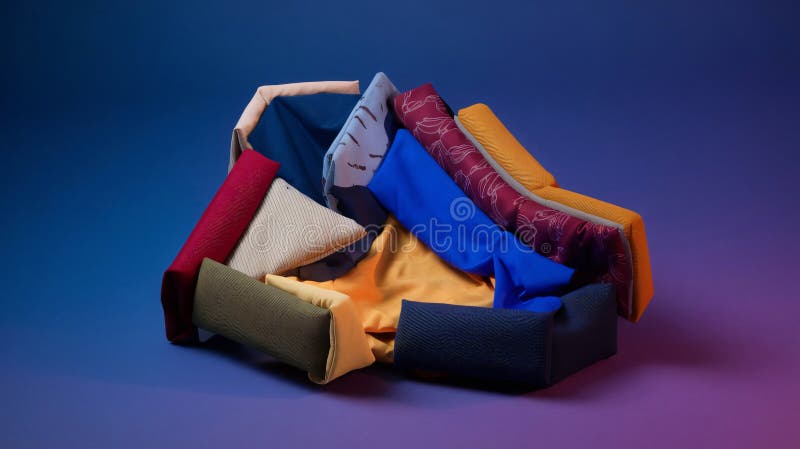 Colorful Fabric Samples Arranged in Abstract Pile, High Quality Image ...
