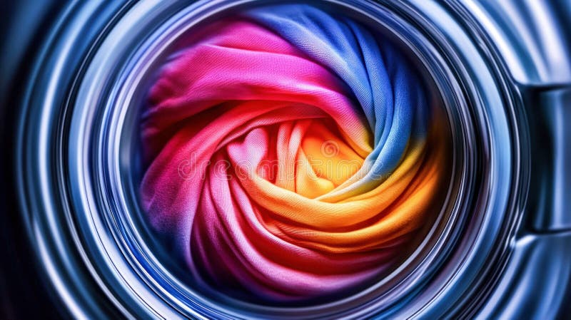 Colorful Fabric Spinning in Washing Machine Drum Stock Illustration ...