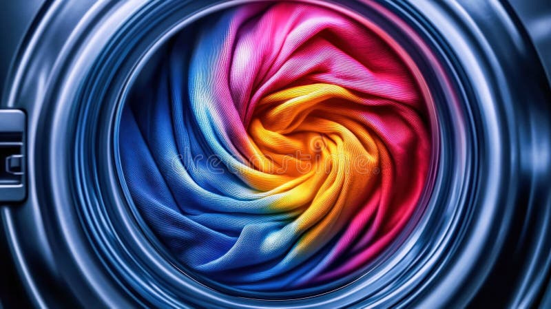 Colorful Fabric Spinning in Washing Machine Drum Stock Illustration ...